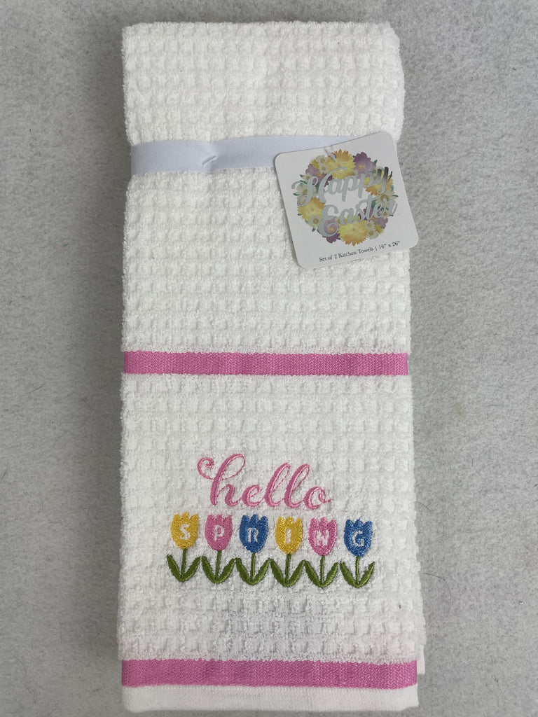 Easter Hello Spring 100% Cotton Set of Two Kitchen Towels – CrazeAbout