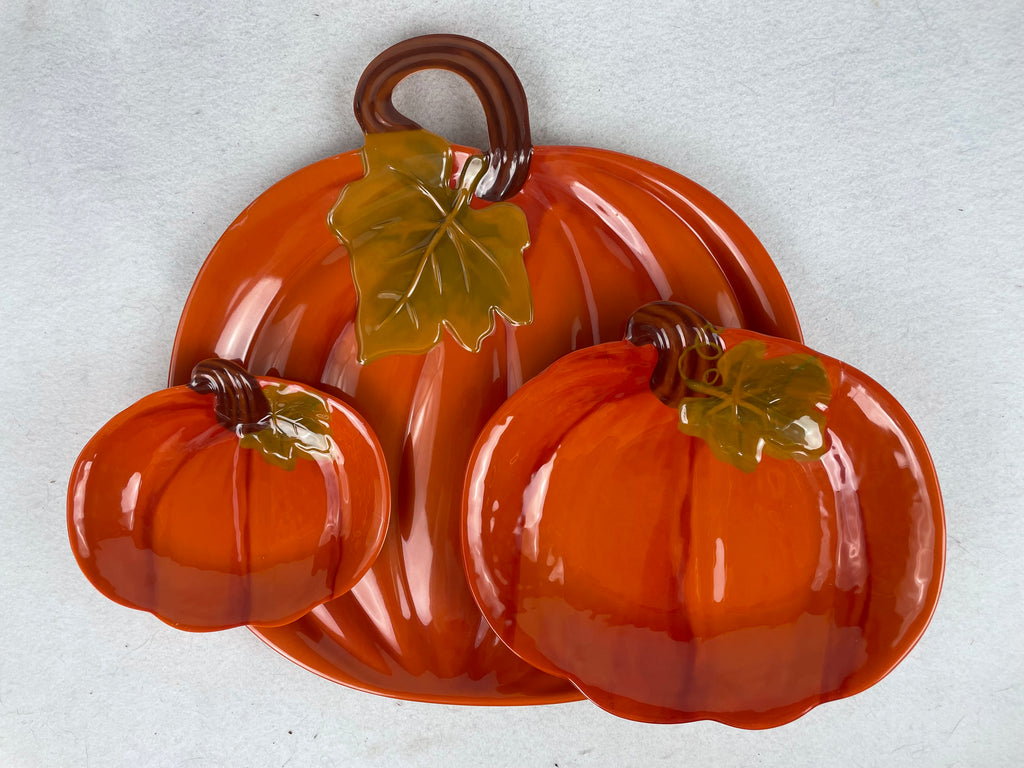 Harvest Set of 3 Melamine Pumpkin Plates – CrazeAbout
