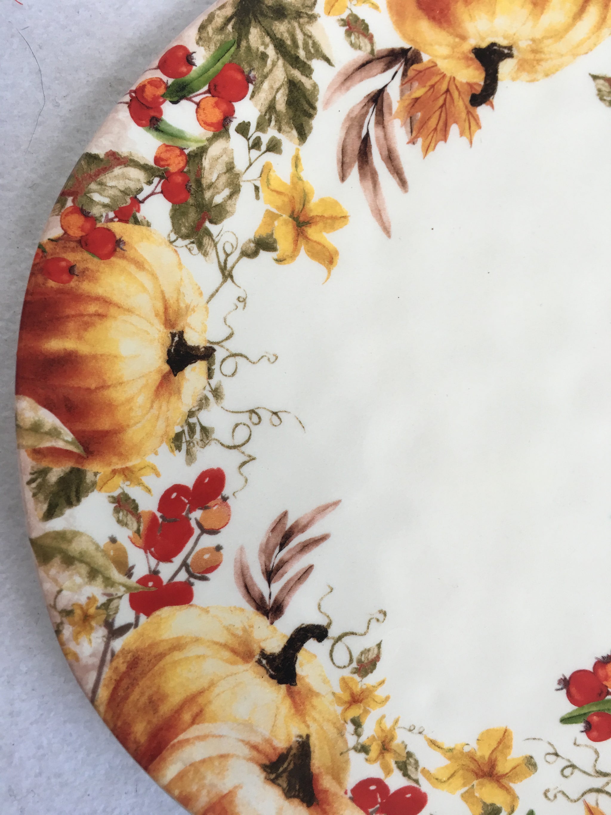 Harvest Autumn Pumpkins, Flowers and Leaves Small Ceramic Plate ...