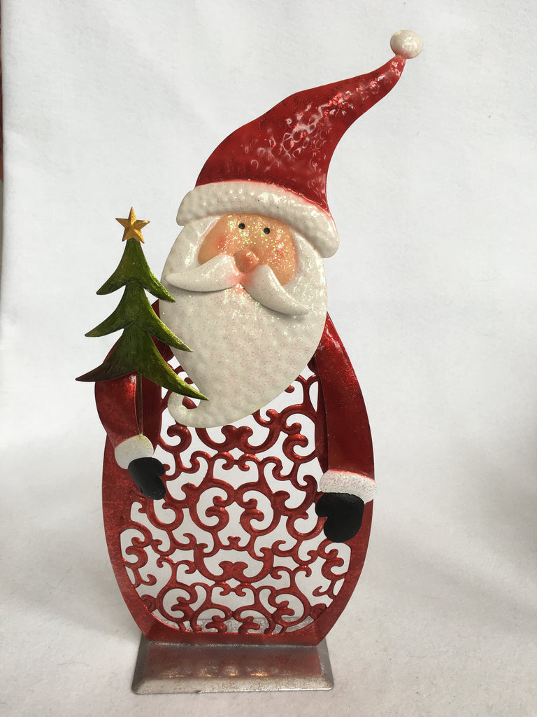 Christmas 19” Glittered Metal Santa Holding Tree – CrazeAbout