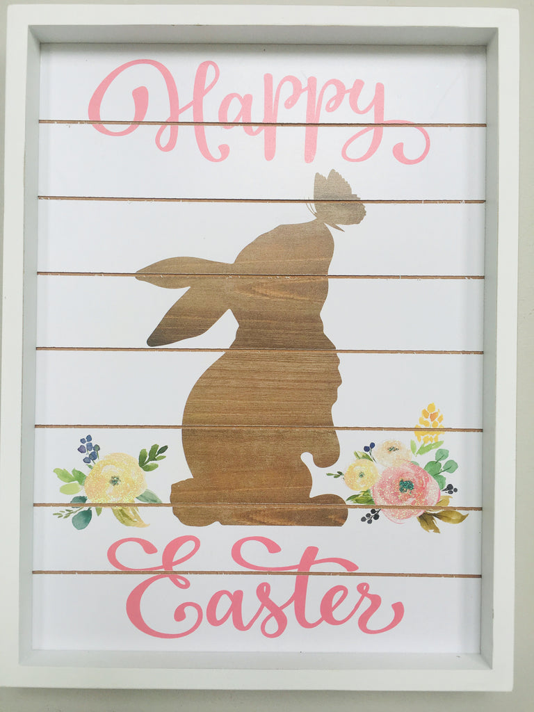 Easter Bunny with Happy Easter Wood Wall Hanging – CrazeAbout
